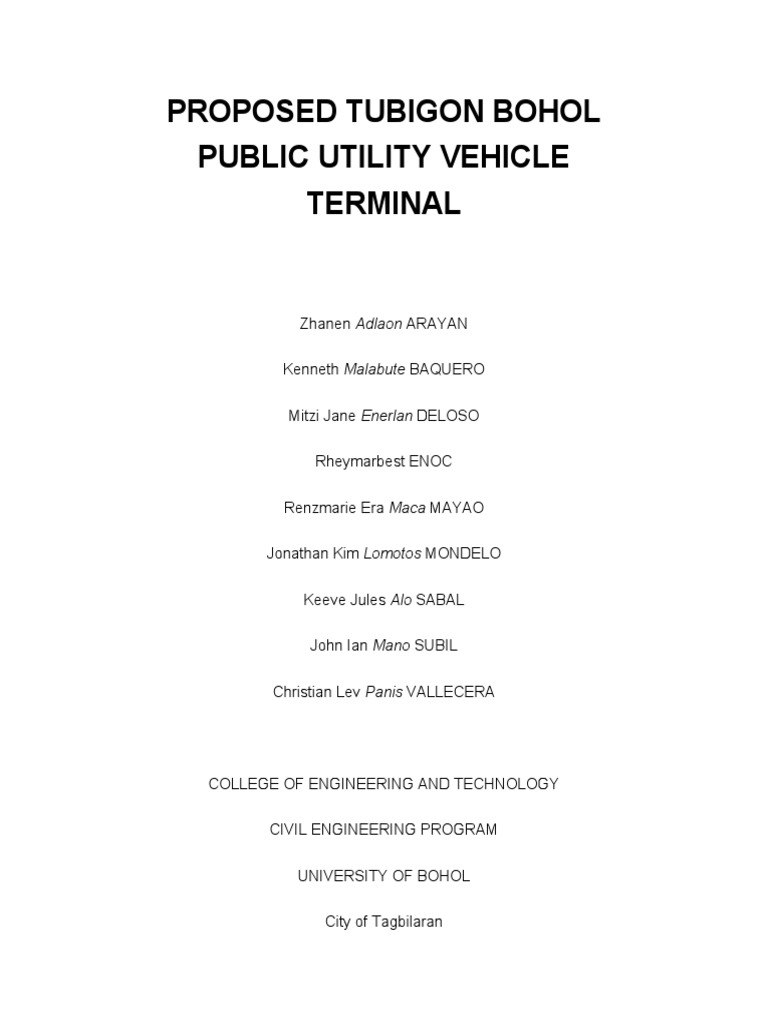 Proposed Tubigon Bohol Puv Terminal Manuscript | PDF