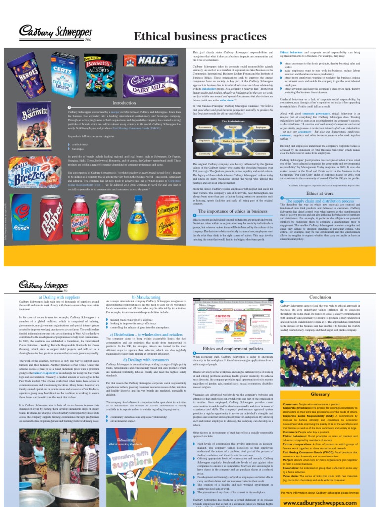 Cadbury Ethics | PDF | Corporate Social Responsibility | Fair Trade