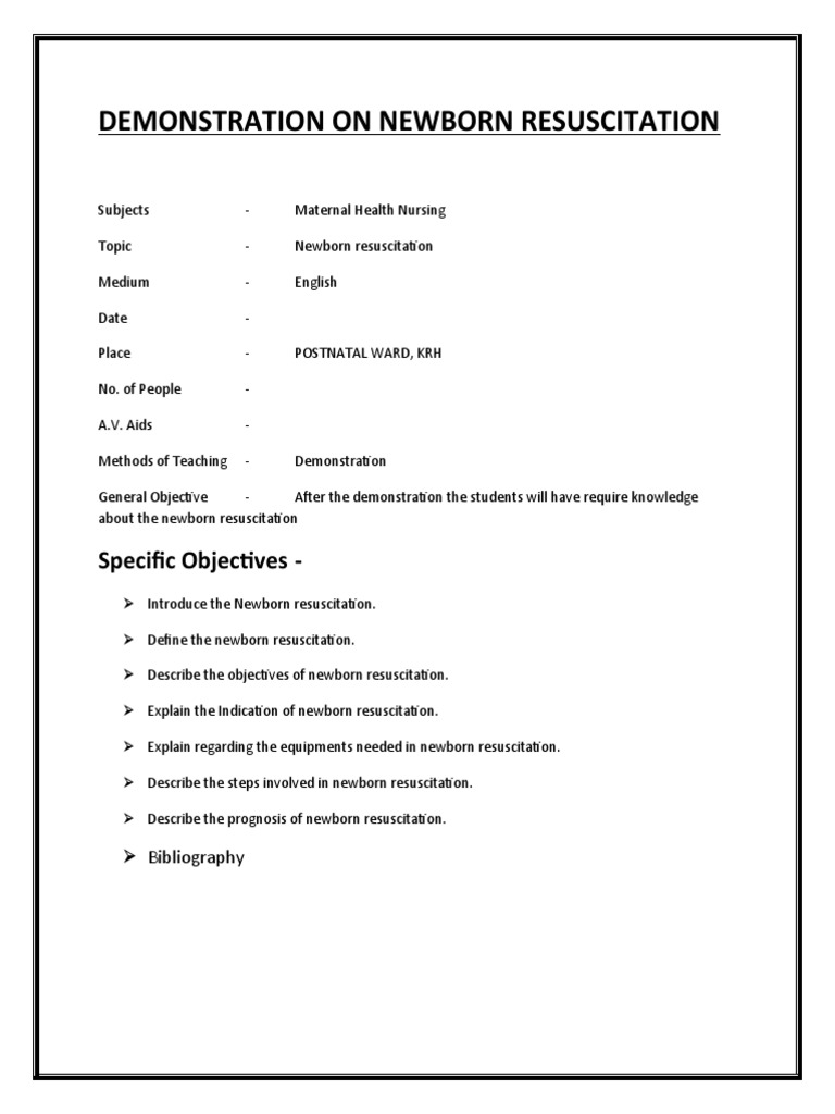 DEMONSTRATION ON Newborn Resuscitation | PDF | Cardiopulmonary ...