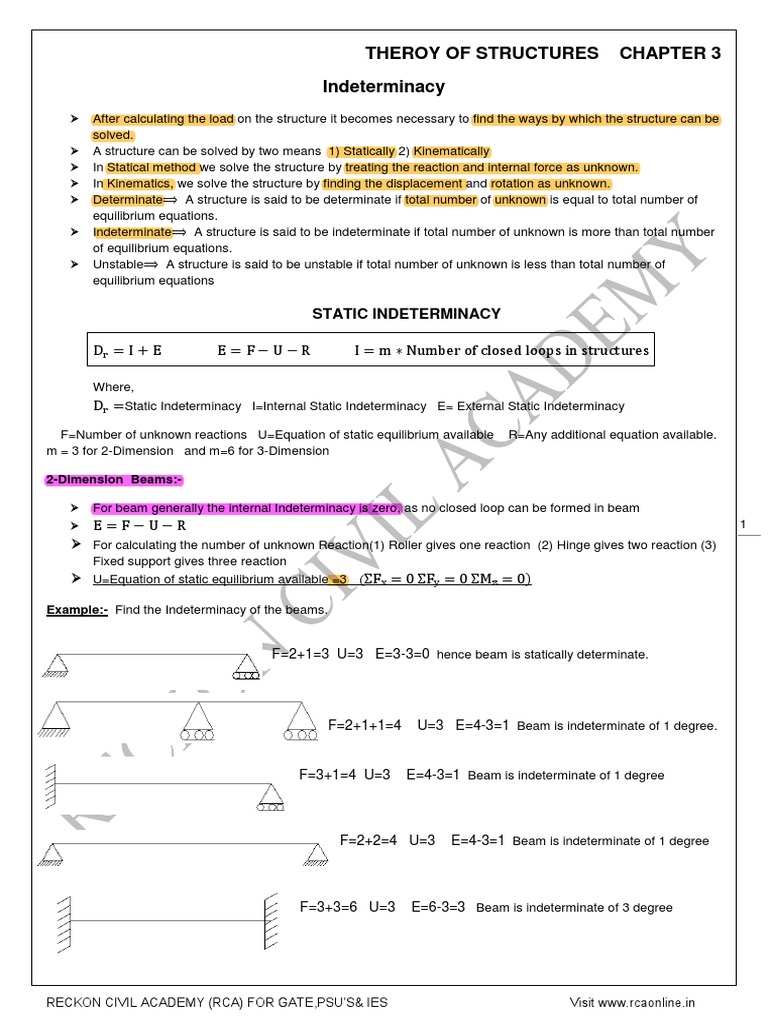 Static and Kinematic Indeterminacy Explained | PDF | Bending | Classical Mechanics