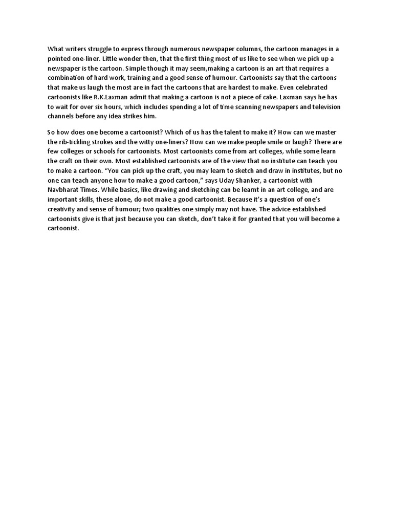 Class 9 Reading Comprehension | PDF | Cartoonist | Cartoon