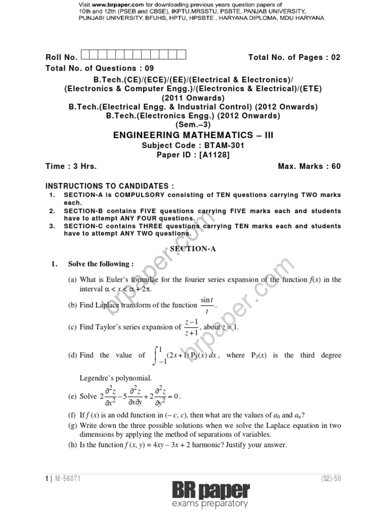 Math (3rd) Dec2018 PDF | PDF | Differential Equations | Mathematical Analysis