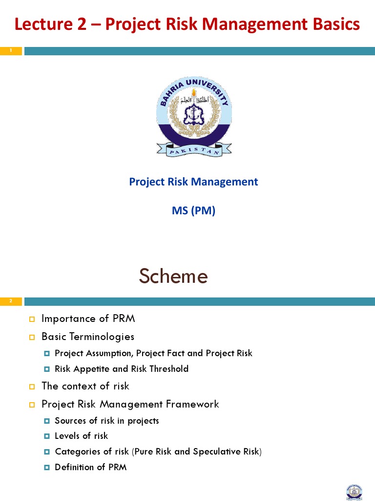 Lecture 2 - Project Risk Management Basics | PDF | Agile Software Development | Risk