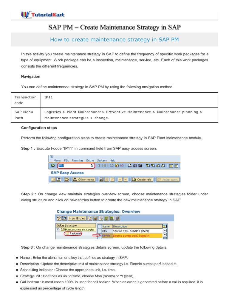 How To Create Maintenance Strategy in SAP PM | Download Free PDF ...