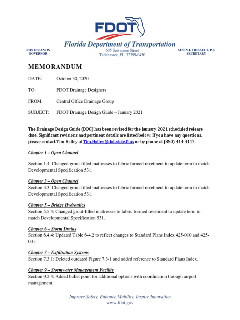 Florida Department of Transportation: Memorandum | PDF