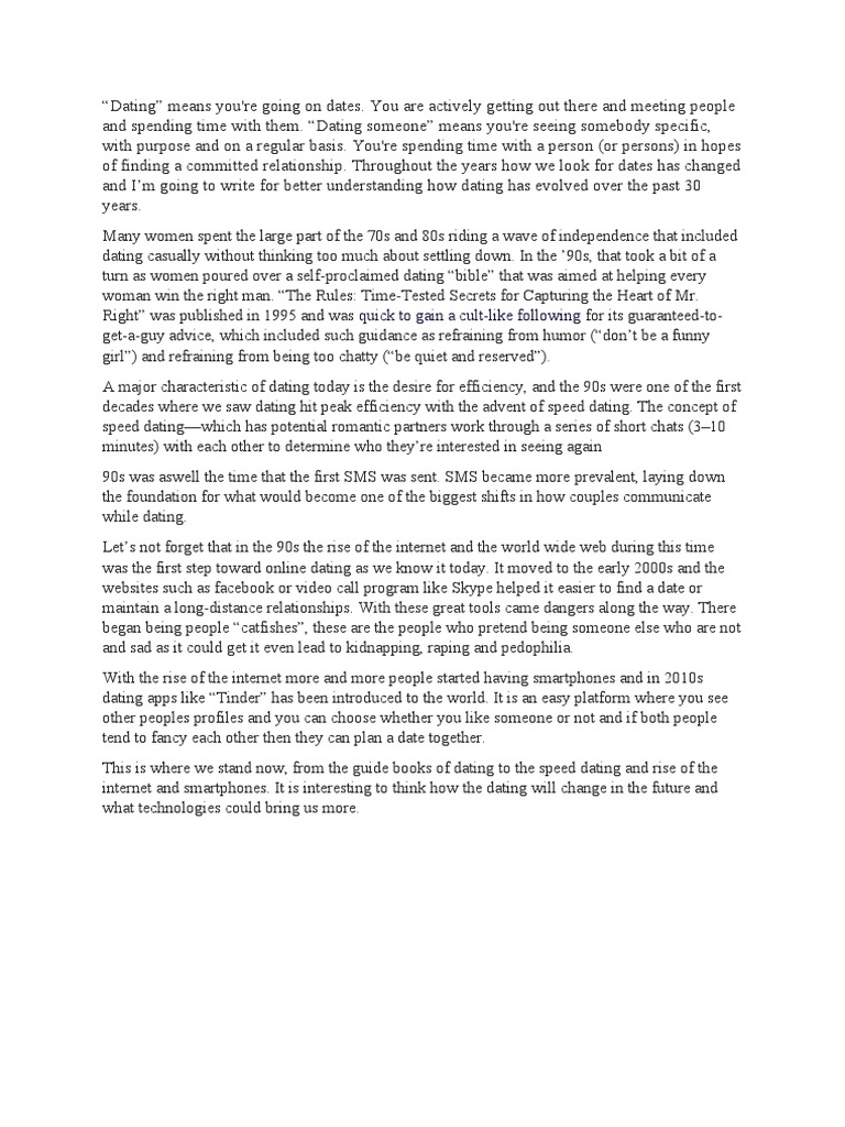 Essay About How Dating Changed Over The Last 30 Years | PDF | Online ...