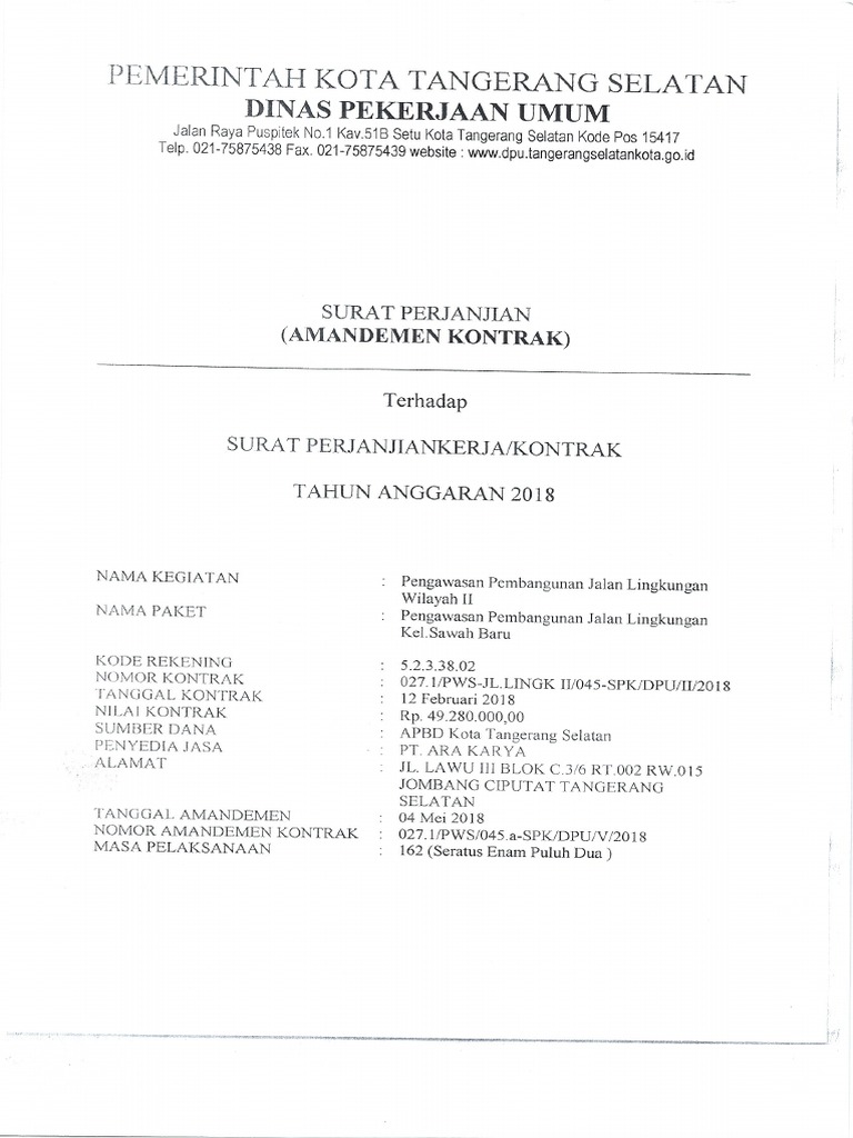 Contoh Adendum KONTRAK PDF | PDF