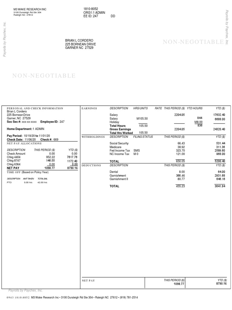 CheckStub - 2020-11-06 v3.6 | PDF | Payroll | Economies