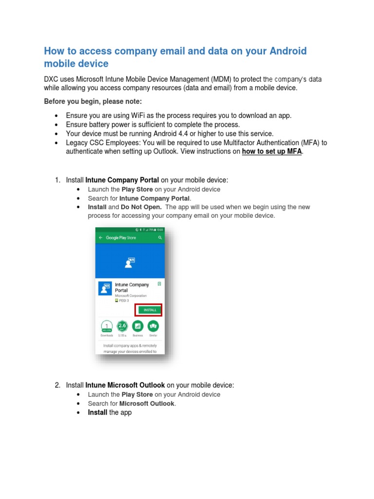 Article-Intune Installation Instructions-Android | PDF | Mobile App ...