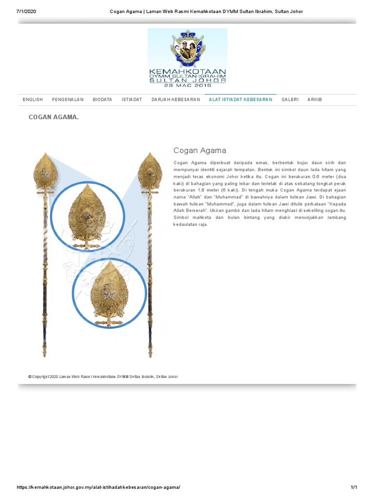 Cogan Agama - Laman Web Rasmi Kemahkotaan DYMM Sultan Ibrahim, Sultan ...