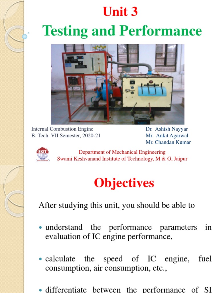Unit-3.1 Testing and Performance | PDF | Engines | Power (Physics)