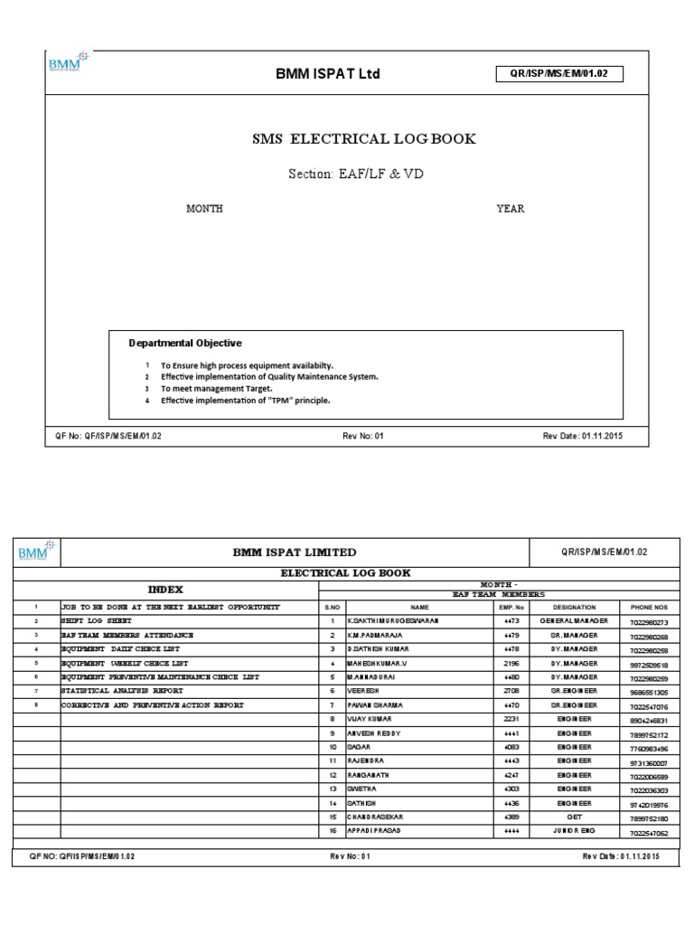 Logbook Format | Download Free PDF | Transformer | Electrical Components