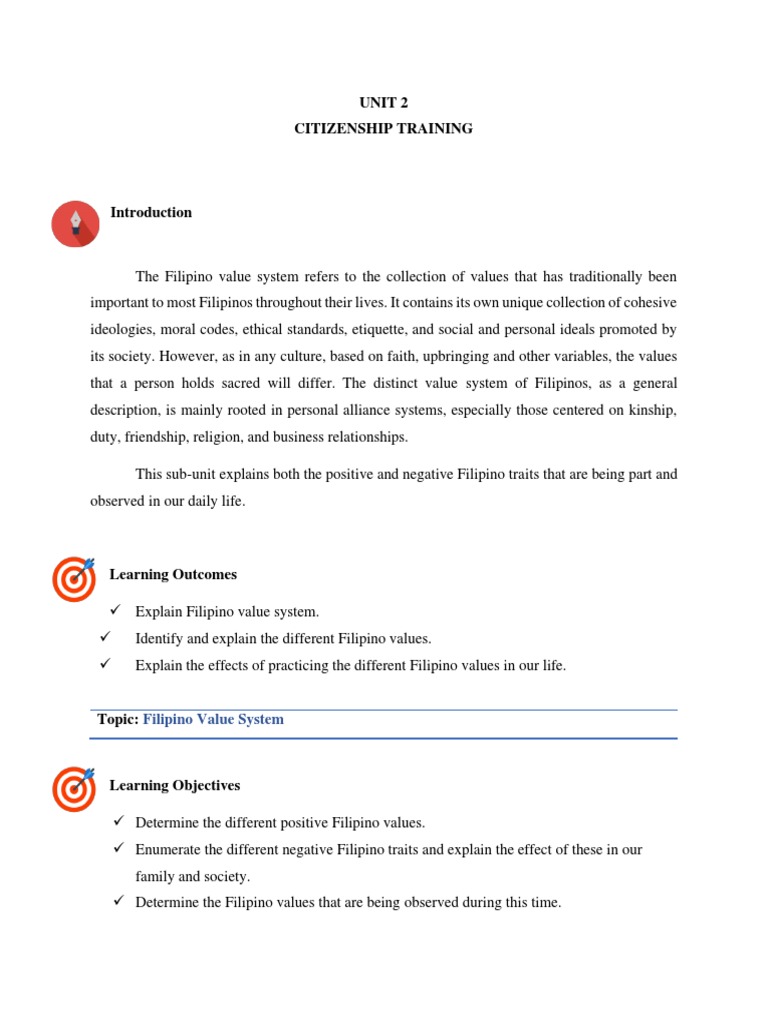 Unit 2 Module Filipino Values | PDF | Value (Ethics) | Behavioural Sciences
