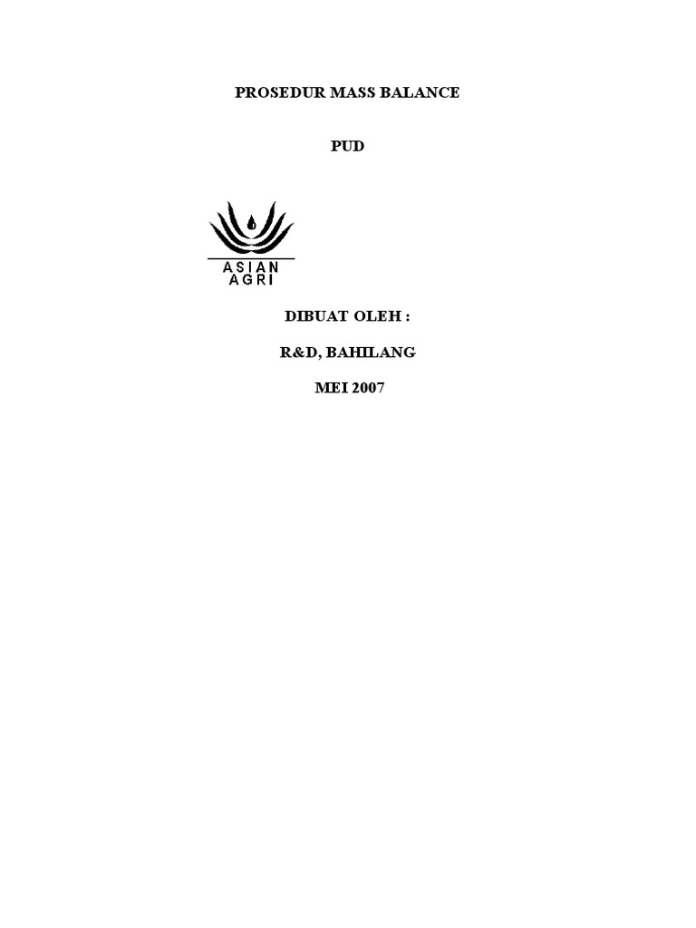 SOP Mass Balance PUD | PDF