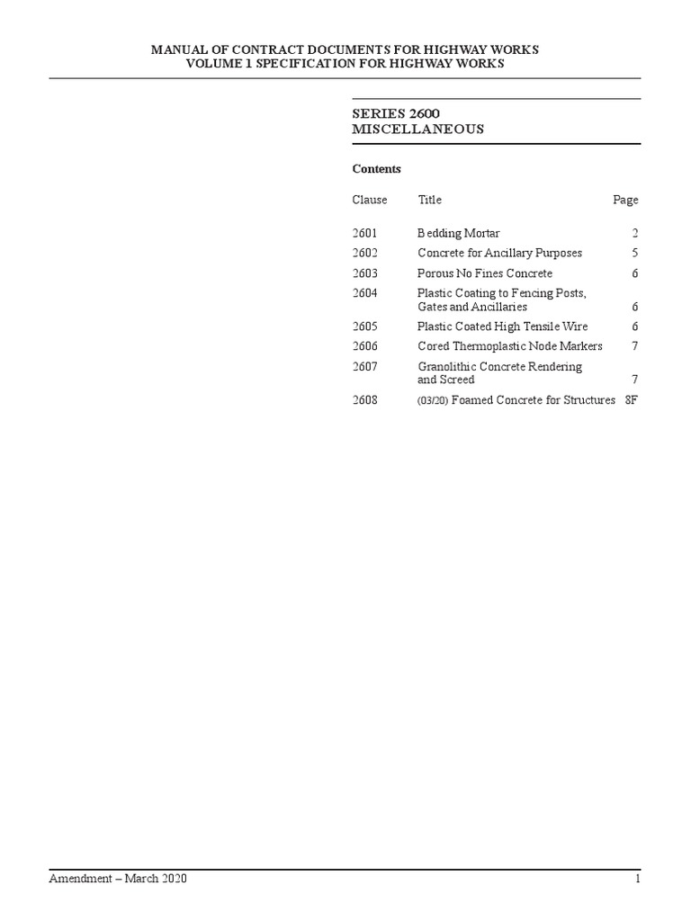 Highway Works Bedding Mortar Specs | PDF | Concrete | Mortar (Masonry)