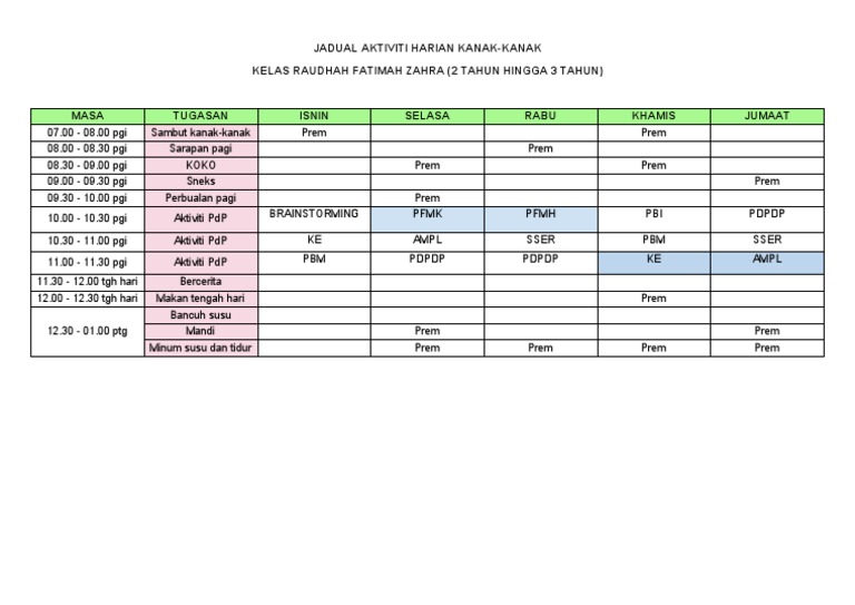 Jadual Mingguan | PDF