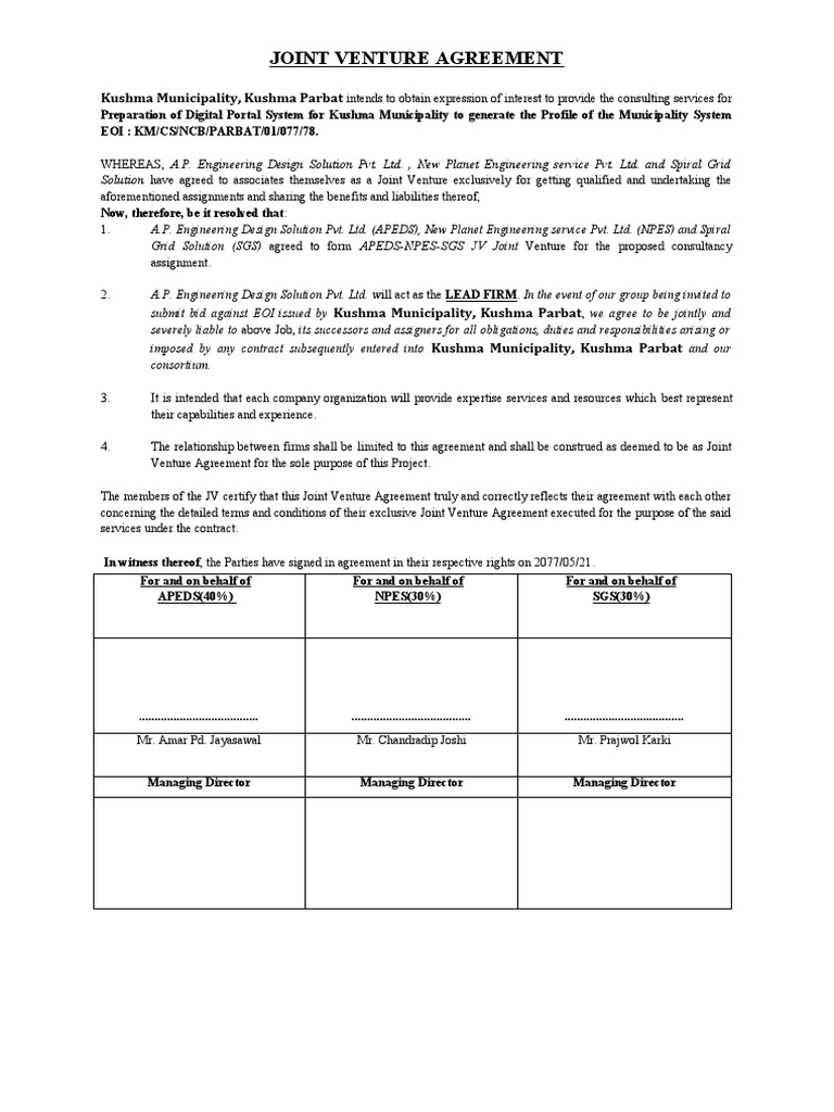 3 JV - Self Decl - PA and Code of Ethics - 2 | PDF | Joint Venture | Civil Law (Legal System)
