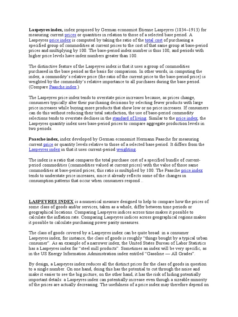 Laspeyres Index | PDF
