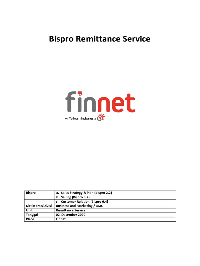 Bispro Remittance Service Edit1.0 PDF | PDF