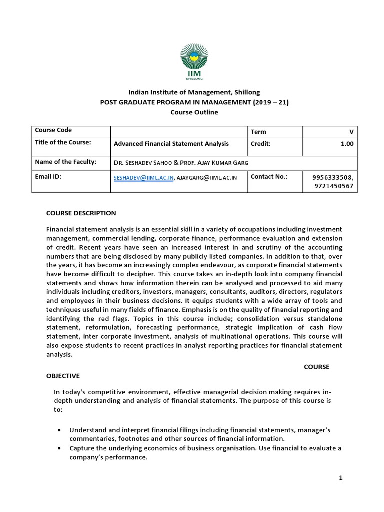 Advanced Financial Statement Analysis | PDF | Financial Statement ... Advanced Financial Statement Analysis | PDF | Financial Statement ...