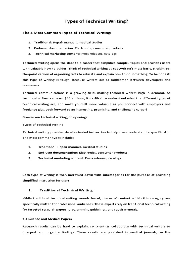 Types of Technical Writing | Download Free PDF | Technical ...