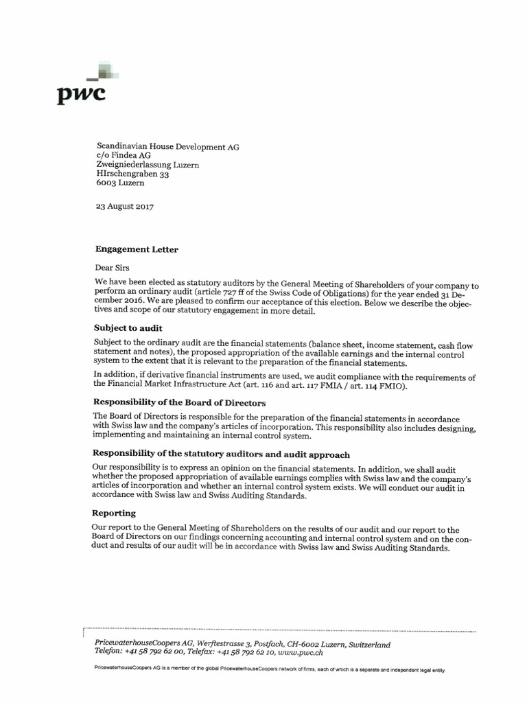 Engagement Letter PWC PDF | PDF