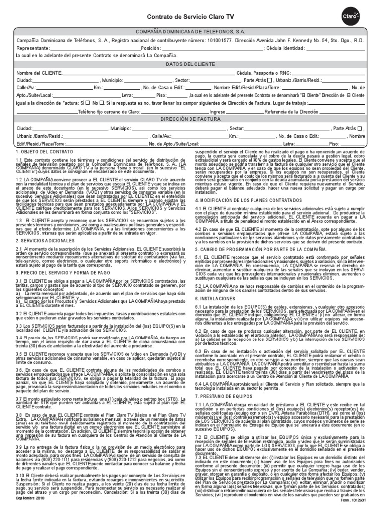 Contrato - Claro - TV Version Septiembre 2018-20 Juegos | PDF | Vídeo a ...