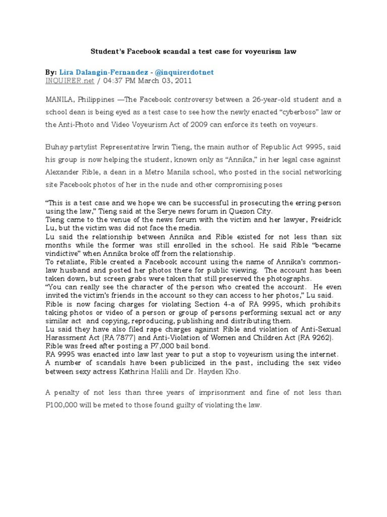 Anti-Photo and Video Voyeurism Act of 2009 | PDF
