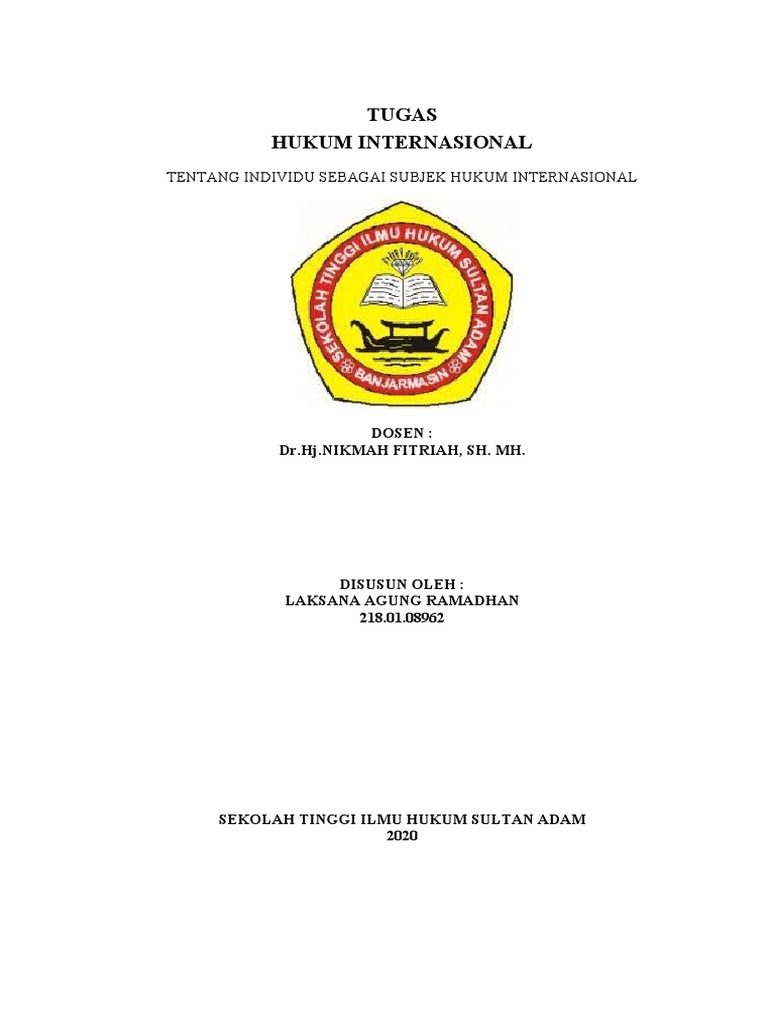Tugas Hukum Internasional Tentang Individu Sebagai Subjek Hi | PDF