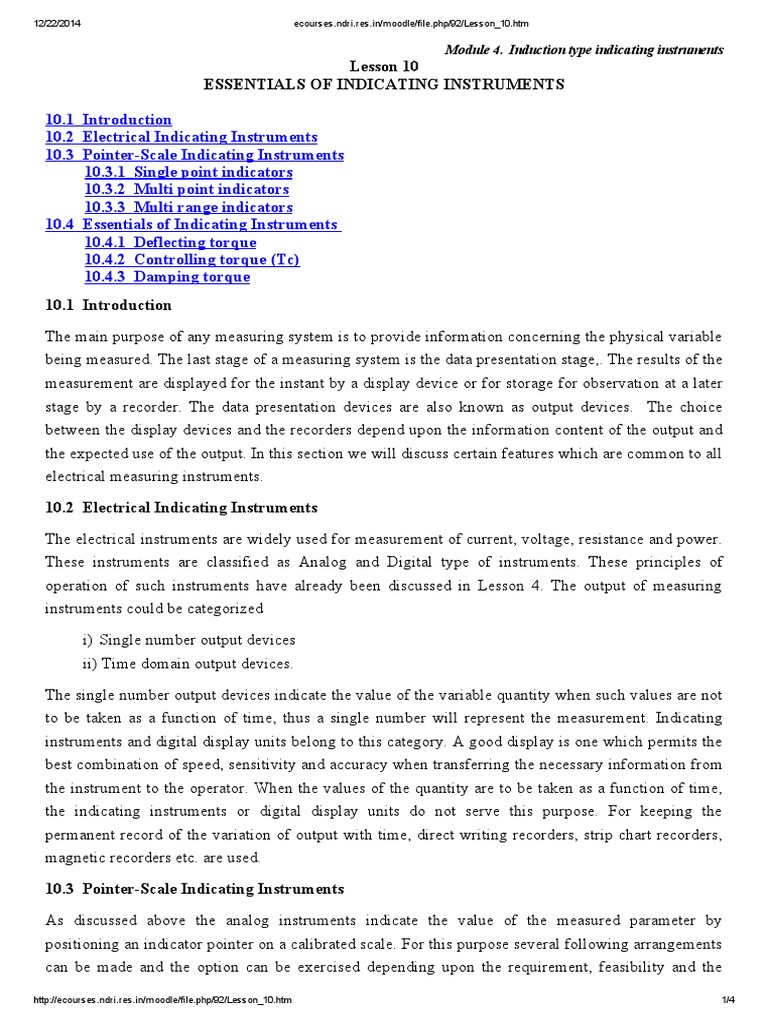 Module 4. Induction Type Indicating Instruments | PDF | Torque | Force