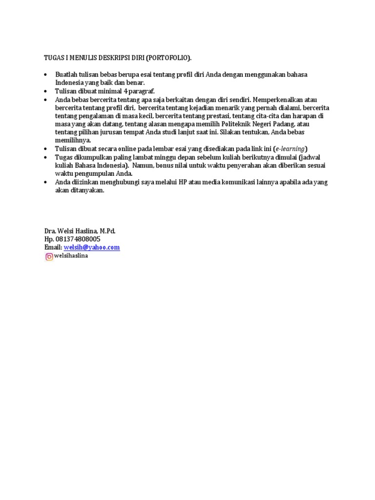 Tugas Menulis Profil Diri | PDF