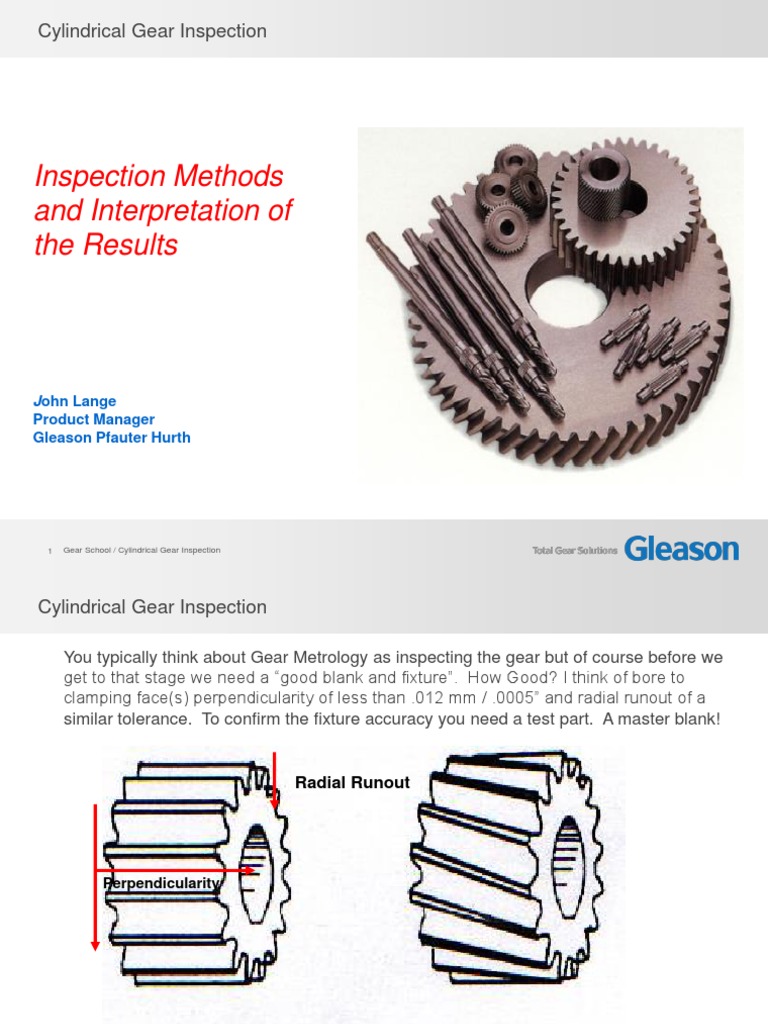 Cylindrical Gear Inspection Methods | PDF | Gear | Surface Roughness