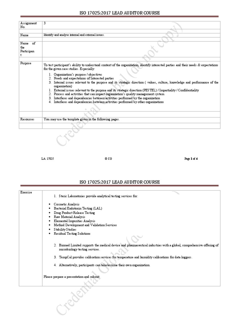 Iso 17025:2017 Lead Auditor Course: Identify and Analyse Internal and ...