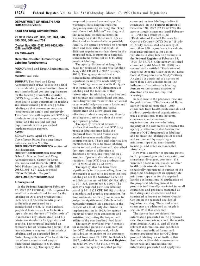 OTC Drug Labeling Requirements Update | PDF | Over The Counter Drug ...