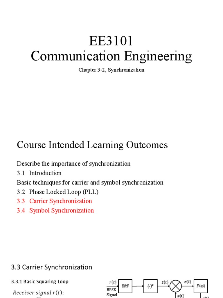 EE3101 Communication Engineering: Chapter 3-2, Synchronization | PDF | Telecommunications ...