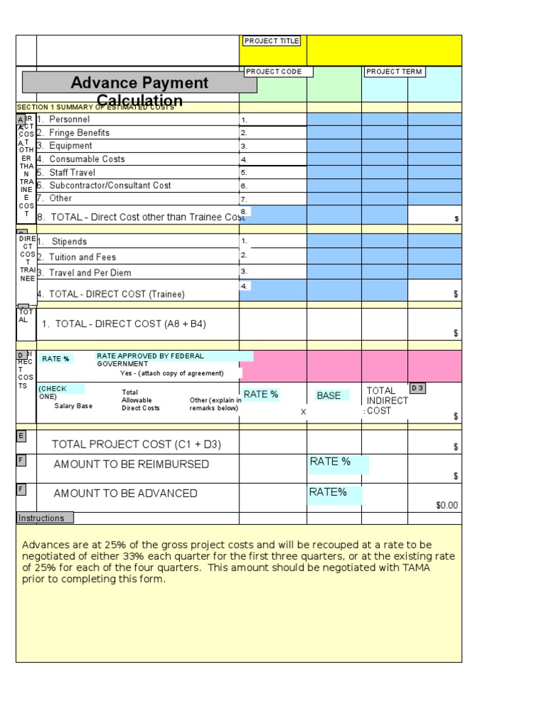 Advance Payment Calculation Overview | PDF | Services (Economics ...
