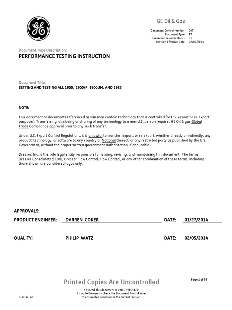 PSV Test Procedure | PDF | Valve | Pressure