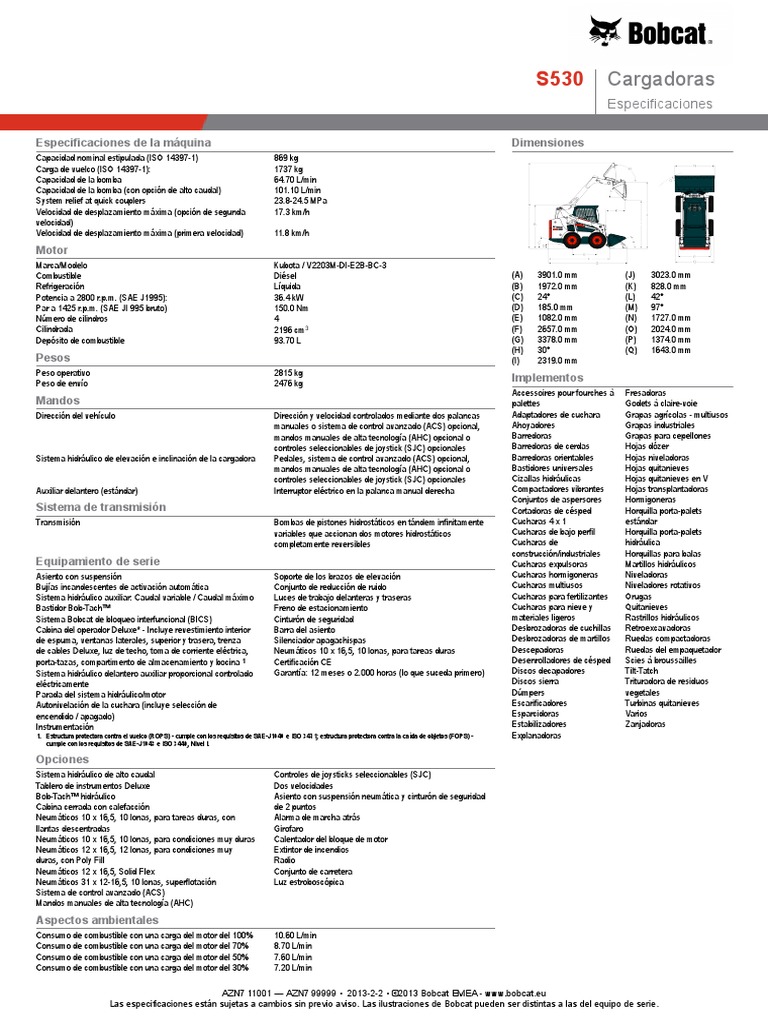 Bobcat s530 PDF | PDF | Neumático | Tecnología de vehículos