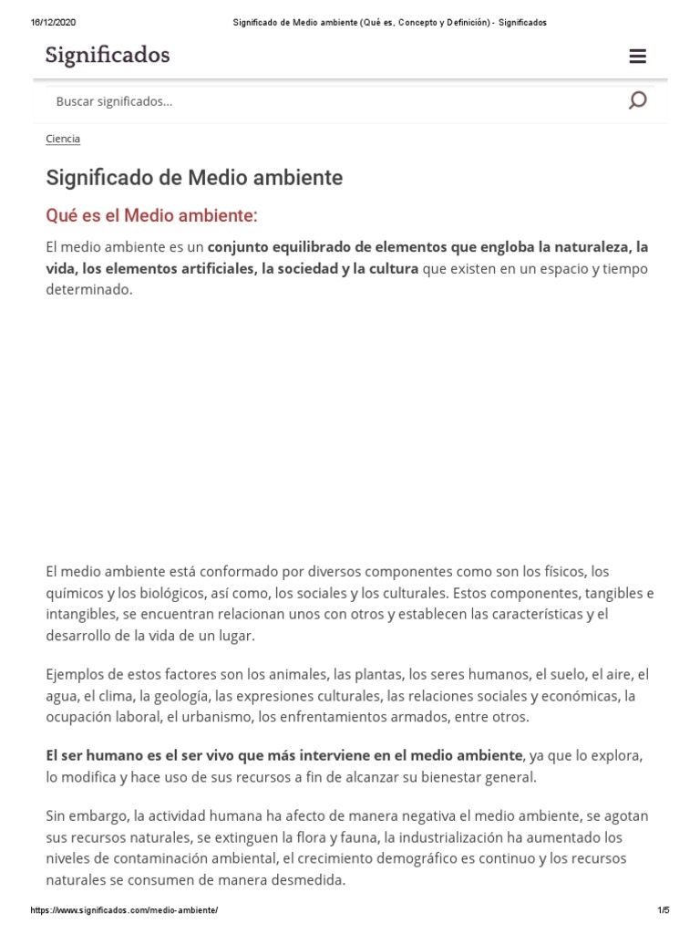 Significado de Medio Ambiente (Qué Es, Concepto y Definición ...