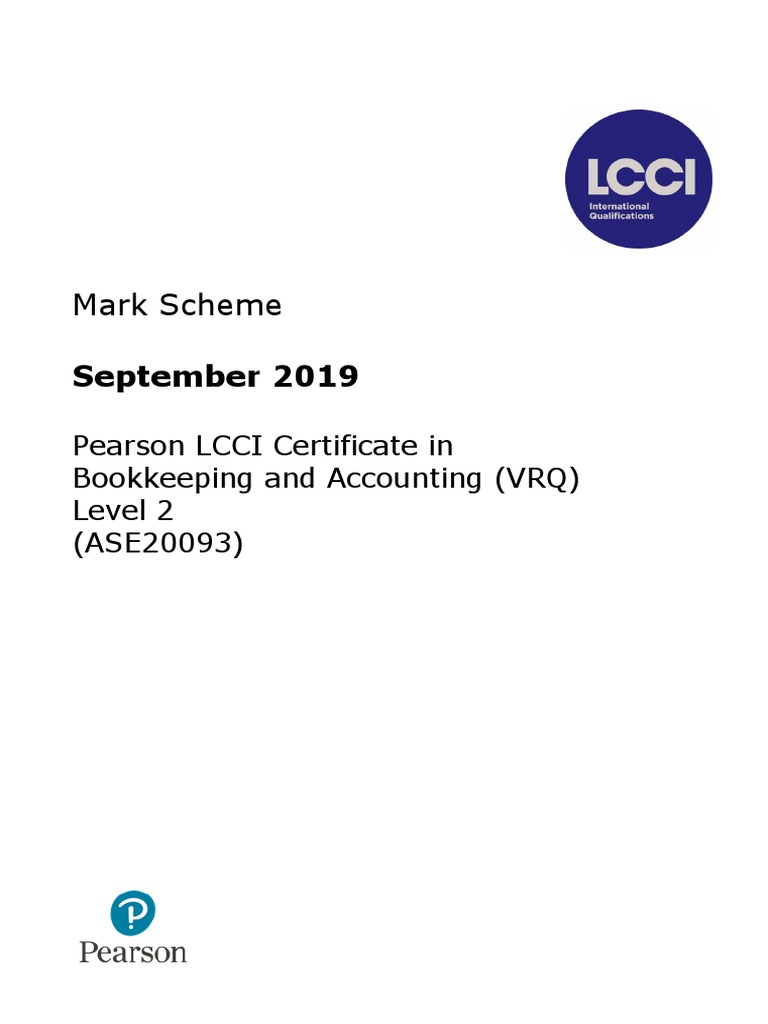 26 - LCCI L2 BKA - ASE 20093 - MS - Sep 2019 PDF | PDF | Debits And ...