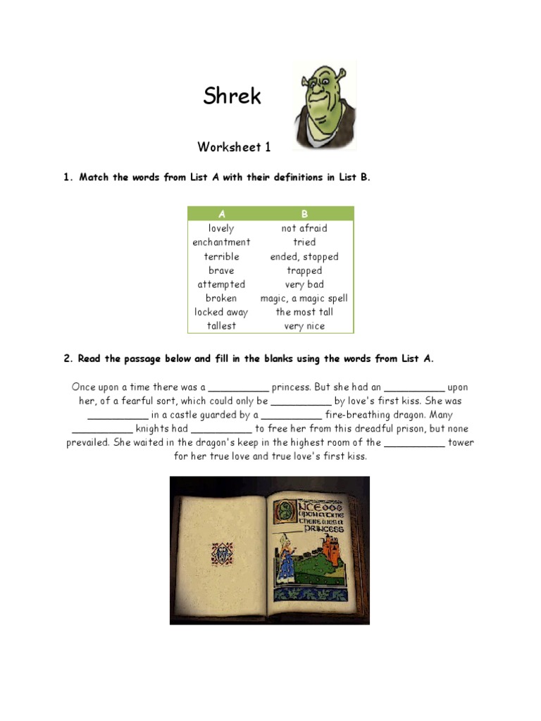 Shrek: Worksheet 1 | PDF