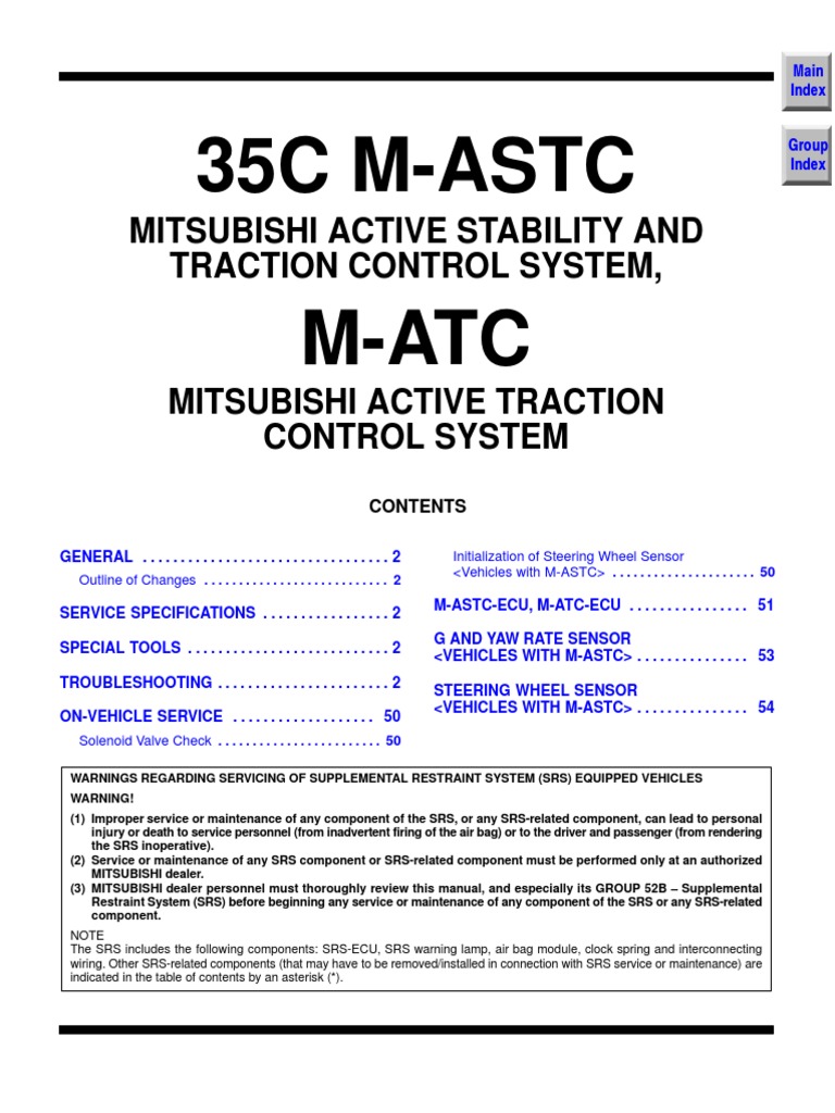 Mitsubishi Active Stability and Traction Control Systems | PDF | Airbag ...