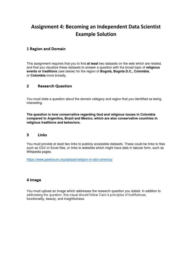 Assignment 4: Becoming An Independent Data Scientist Example Solution ...