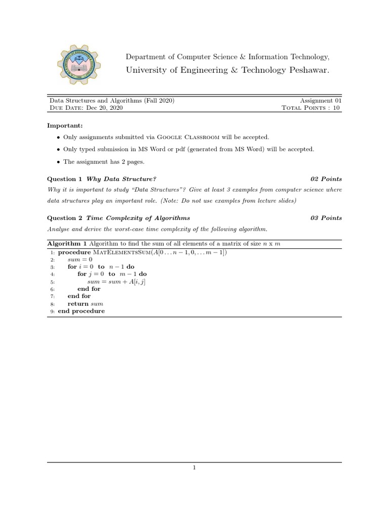 University of Engineering & Technology Peshawar | Download Free PDF | Time Complexity | Algorithms
