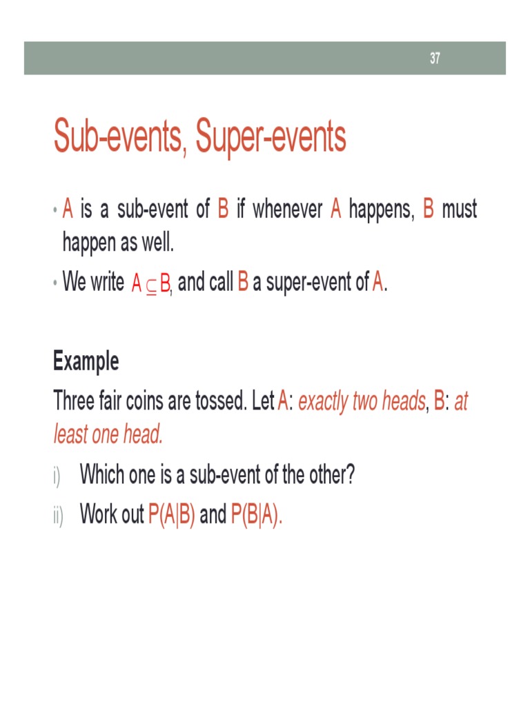 Sub-Events, Super-Events: A B A B B A | PDF | Probability | Statistical ...