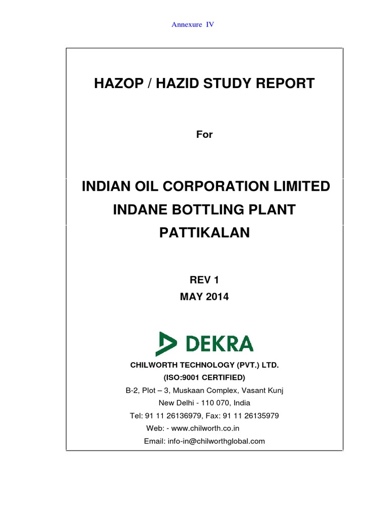 Hazop / Hazid Study Report: Annexure IV | PDF