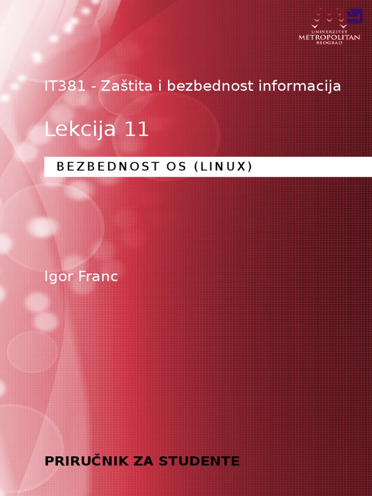 Lekcija 11: IT381 - Zaštita I Bezbednost Informacija | PDF