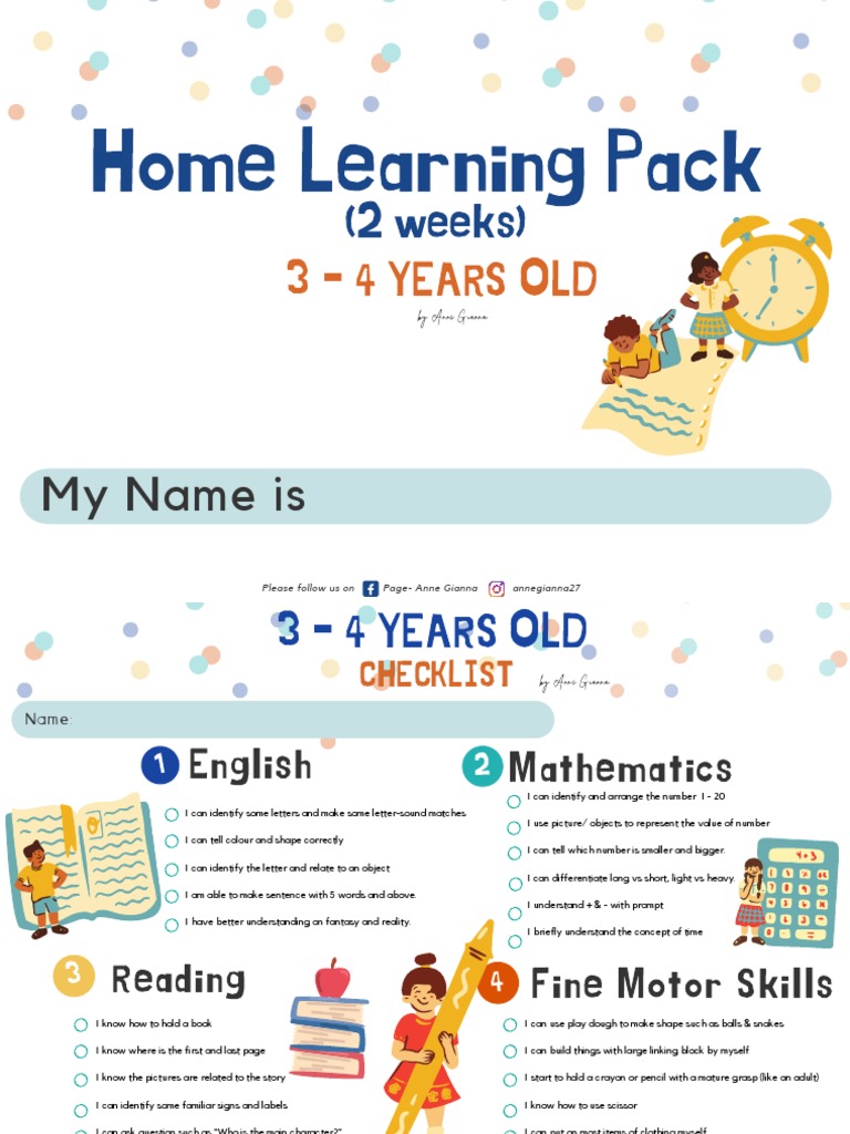 3 4 Years Old Home Learning Pack | PDF | Cognition | Cognitive Science