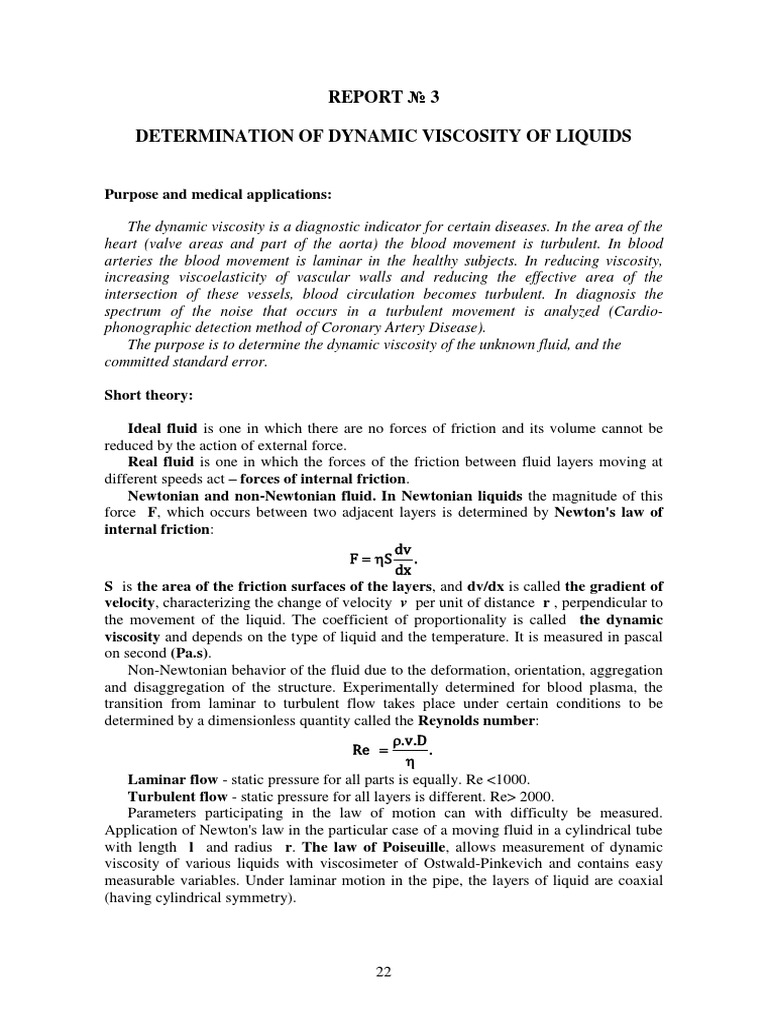 Determination of Dynamic Viscosity of Liquids | PDF | Fluid Dynamics ...