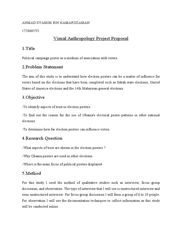 Visual Anthropology Project Proposal 1.title | Download Free PDF ...